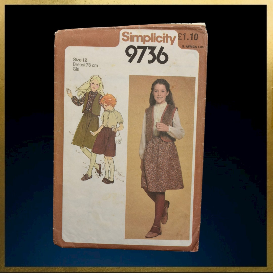 Simplicity Sewing Pattern 9736 Girl's Skirt, Blouse & Unlined Waistcoat ...