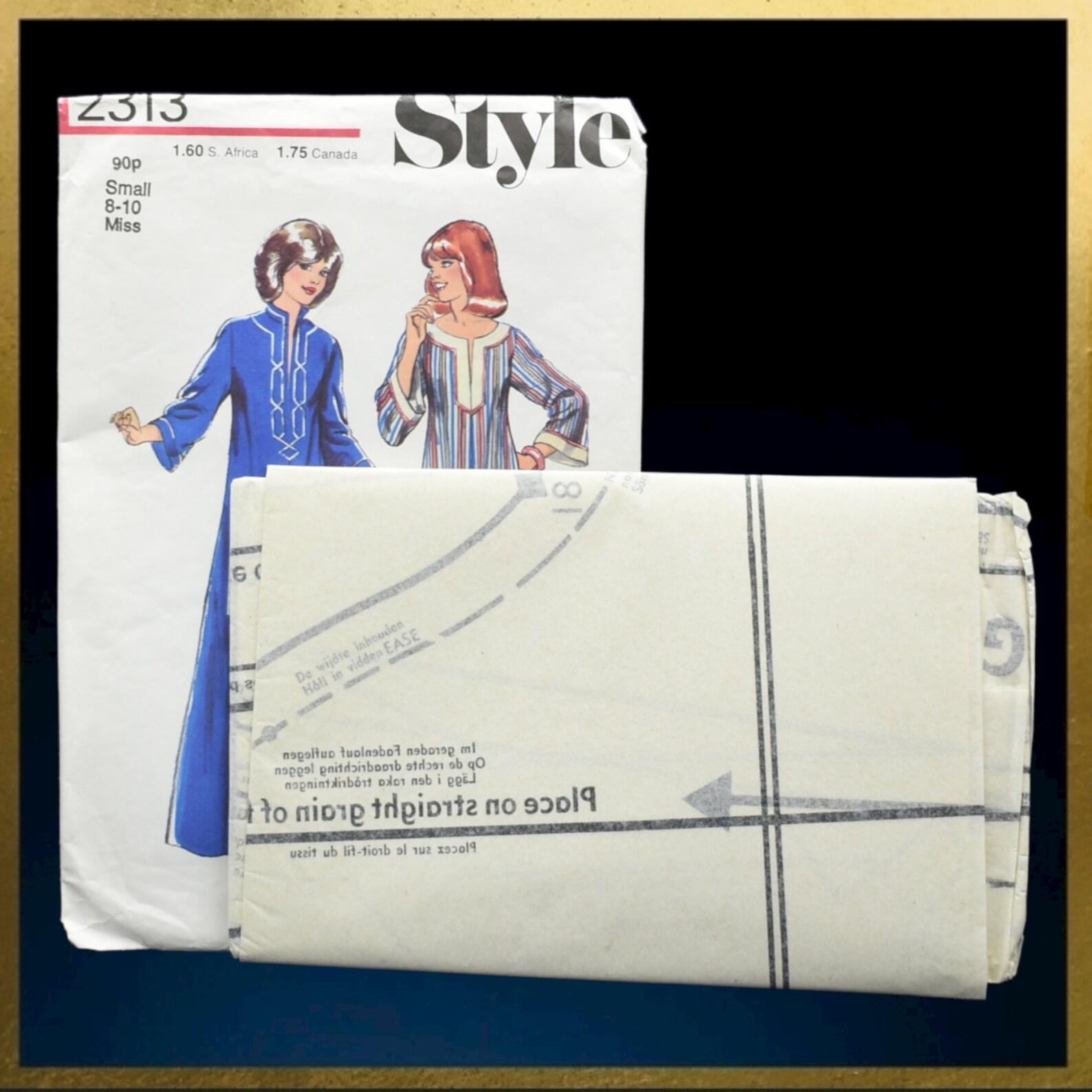 Style Sewing Pattern 2313 Full Length Flared Kaftan Sizes 8 to 10 waist ...