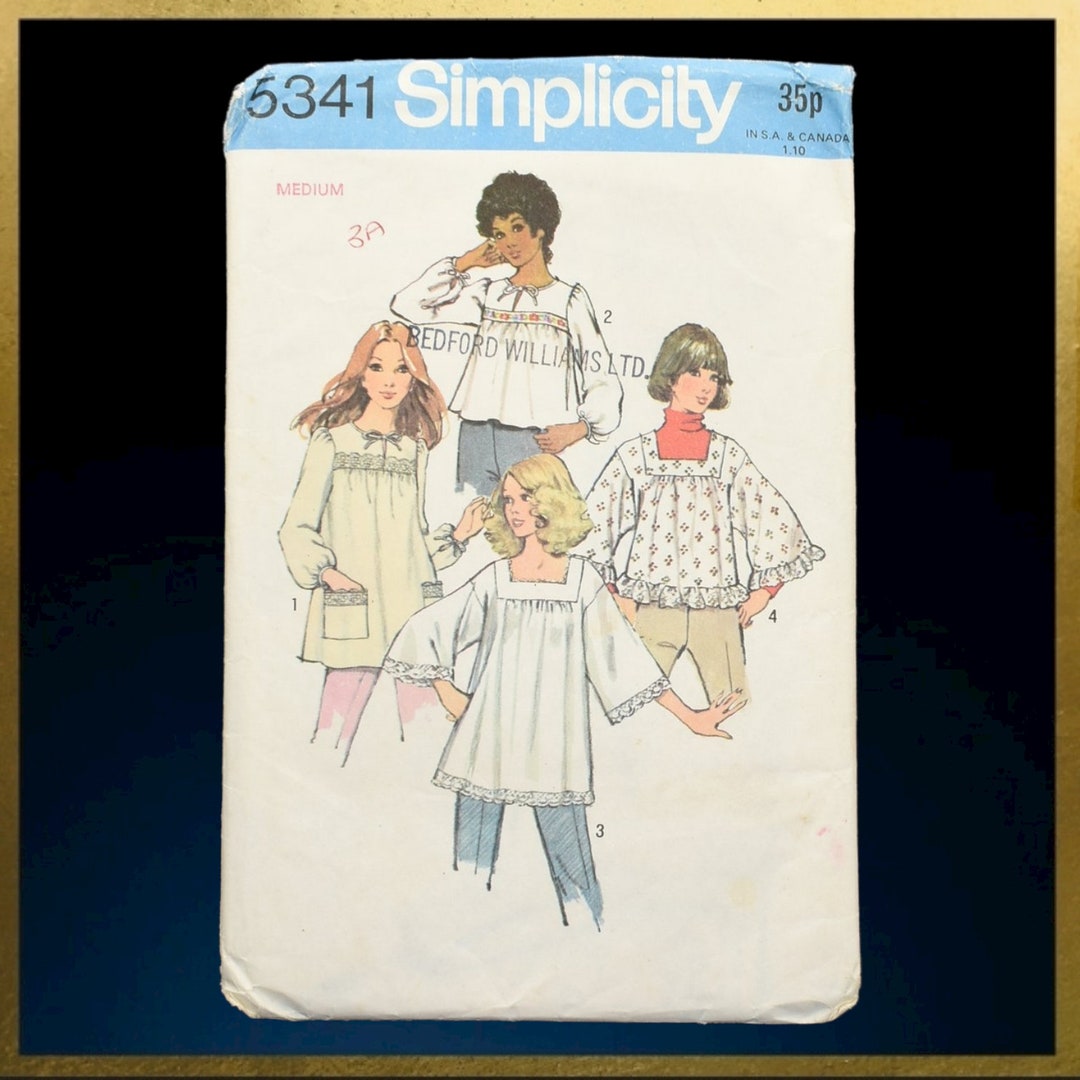 Simplicity Sewing Pattern 5341 • Misses Smock Tops Size Medium 12 - 14 ...
