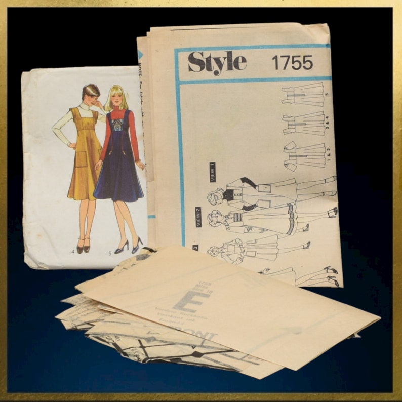 Style Sewing Pattern 1755 Pinafore Dresses Size 10 bust 32.5 Inches ...