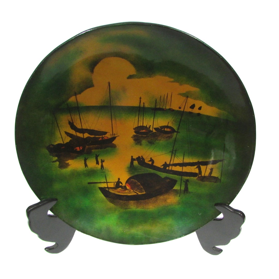 Hand Painted Chinese Lacquered Wooden Plate - Etsy