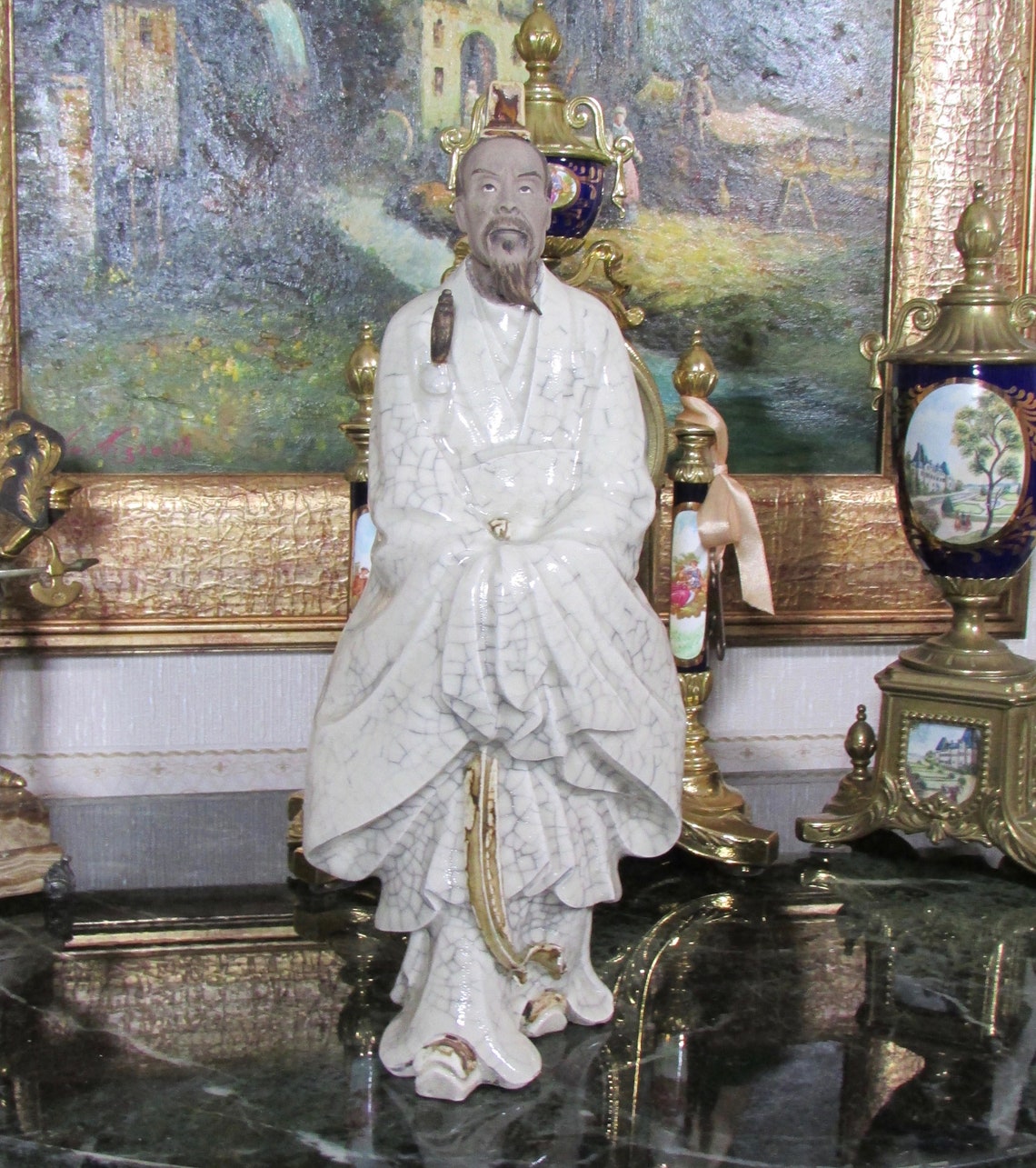 Chinese Ceramic Statue Qu Yuan - Etsy