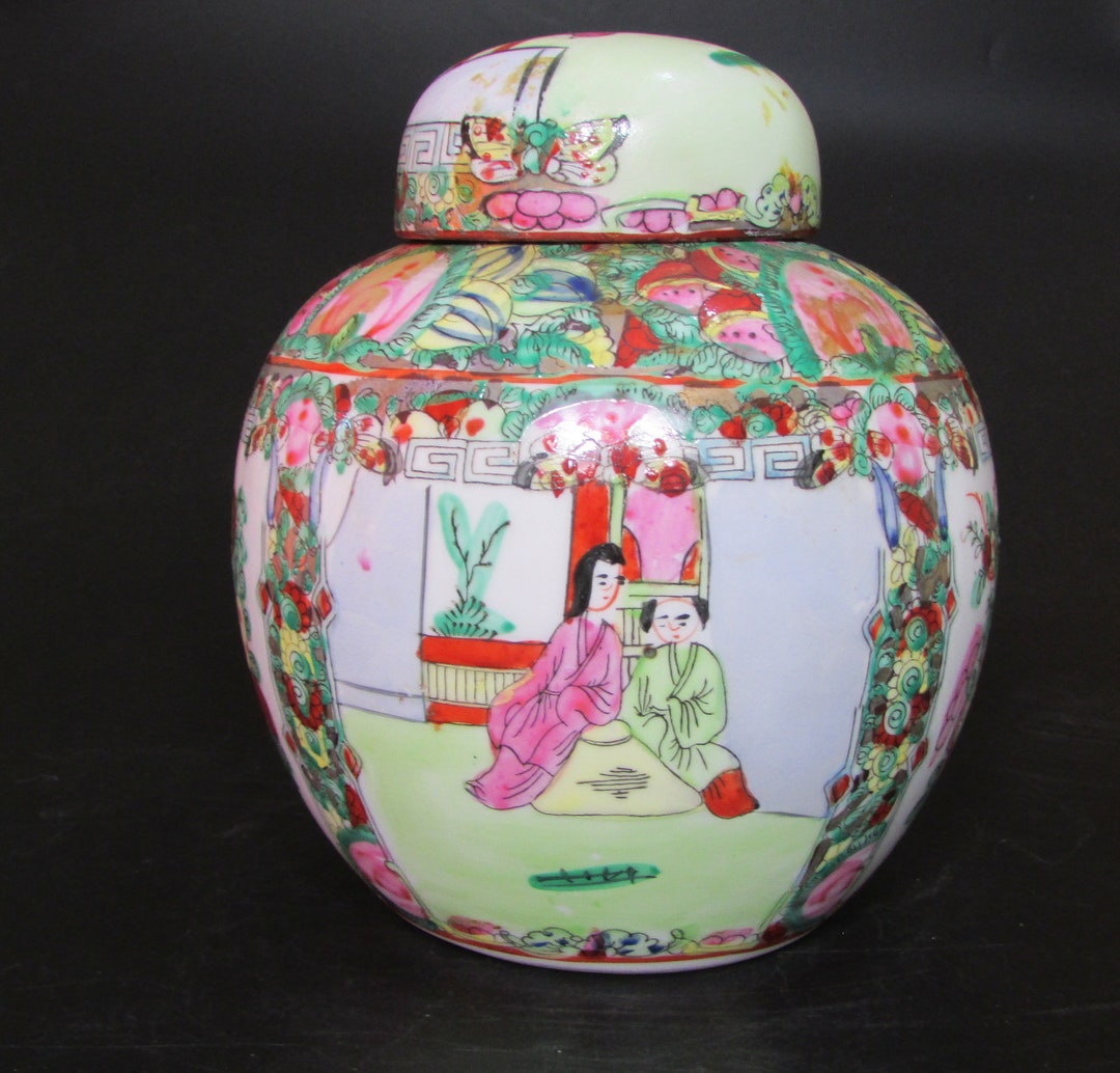 Chinese Porcelain Rose Canton Ginger Jar - Etsy