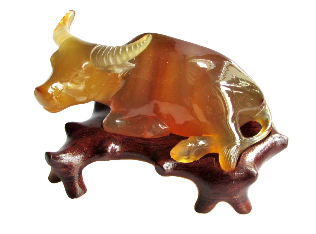 Carved Chinese Carnelian Buffalo Statues - Etsy