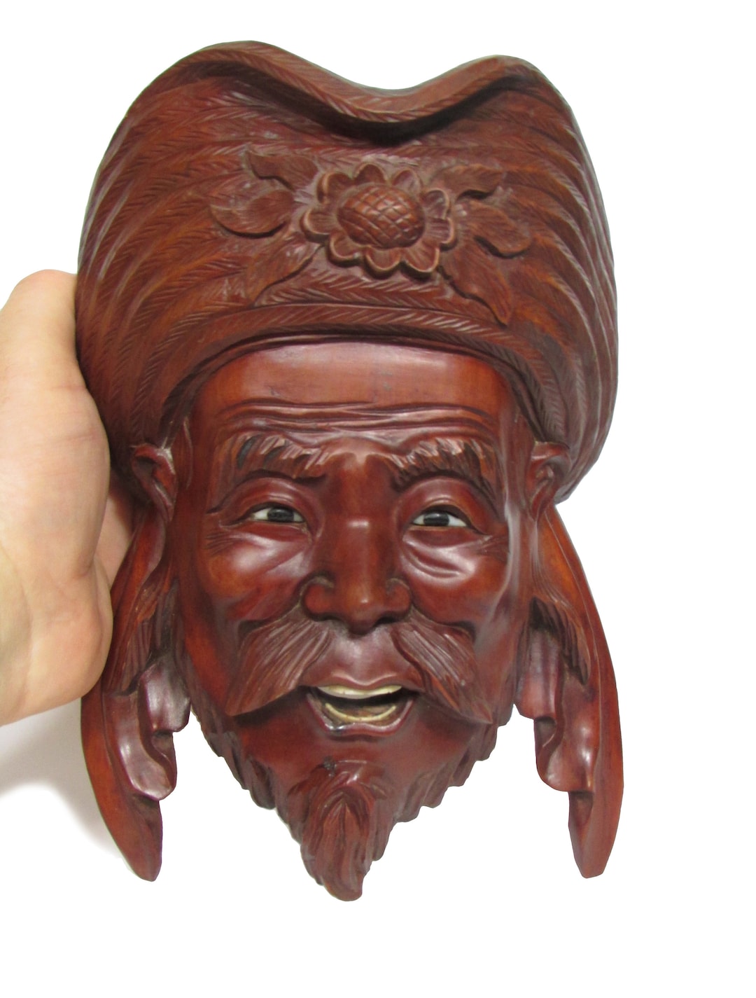 Chinese Emperor Mask in Hand Carved Wood - Etsy