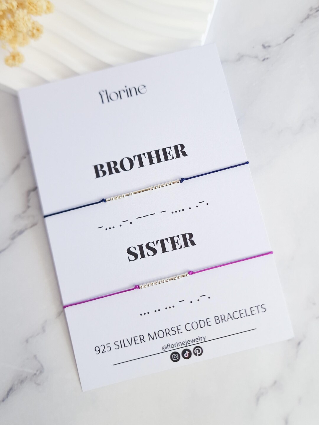 Brother Sister Morse Code Bracelets – Set of 2 Sterling Silver ...