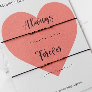 Always Forever Morse Code Bracelet, Set of 2 Matching Couples String ...