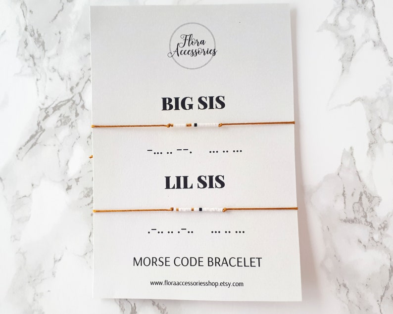 Big Sis Lil Sis Morse Code Bracelet Set of 2 Matching Sister - Etsy