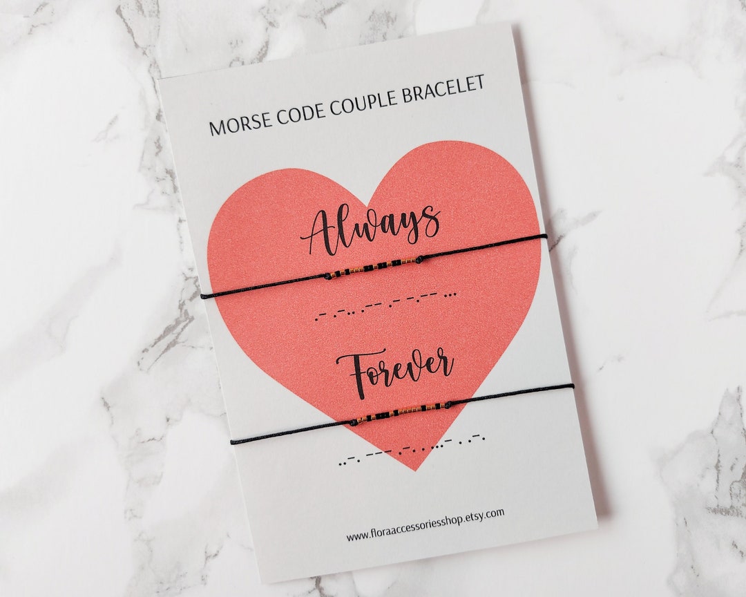 Always Forever Morse Code Bracelet, Set of 2 Matching Couples String ...