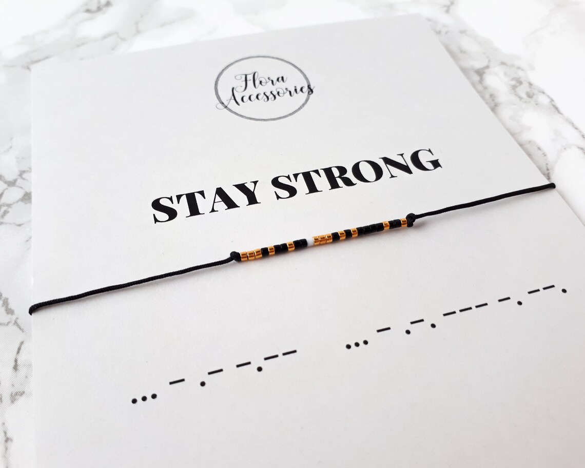 Stay Strong Morse Code Bracelet, Secret Message Bracelet, Self Care ...