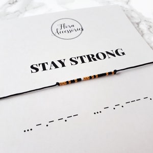 Stay Strong Morse Code Bracelet, Secret Message Bracelet, Self Care ...