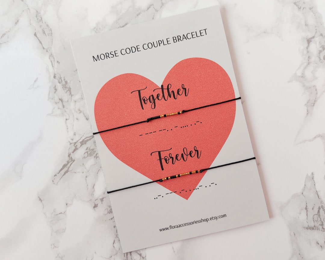 Together Forever Morse Code Bracelet, Set of 2 Matching Couples String ...