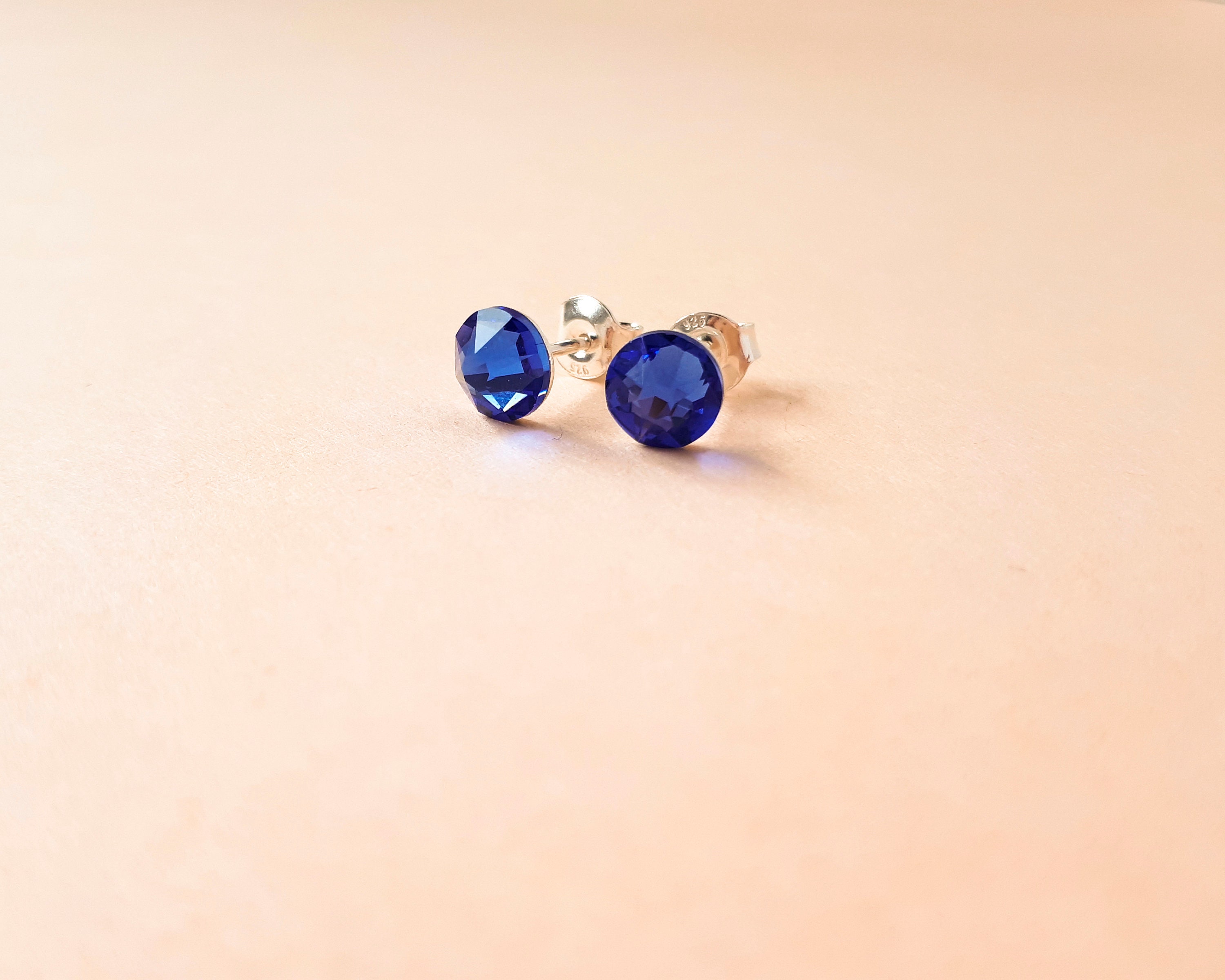 Sapphire Stud Earrings Simple Sterling Silver Studs Small | Etsy