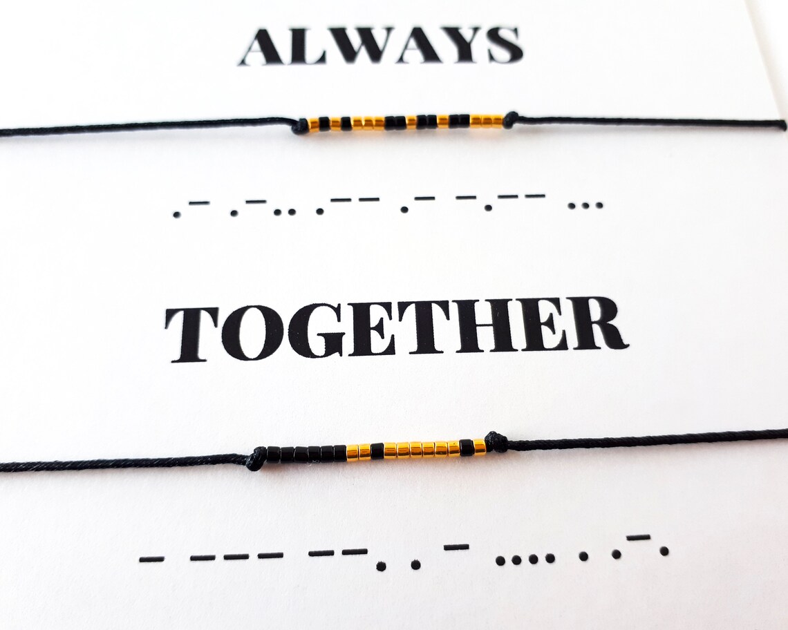 Always Together Morse Code Bracelet Set of 2 Matching Couples | Etsy