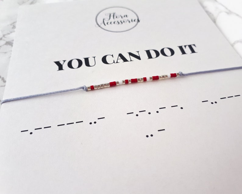 You Can Do It Morse Code Bracelet, Secret Message Bracelet, Self Care ...