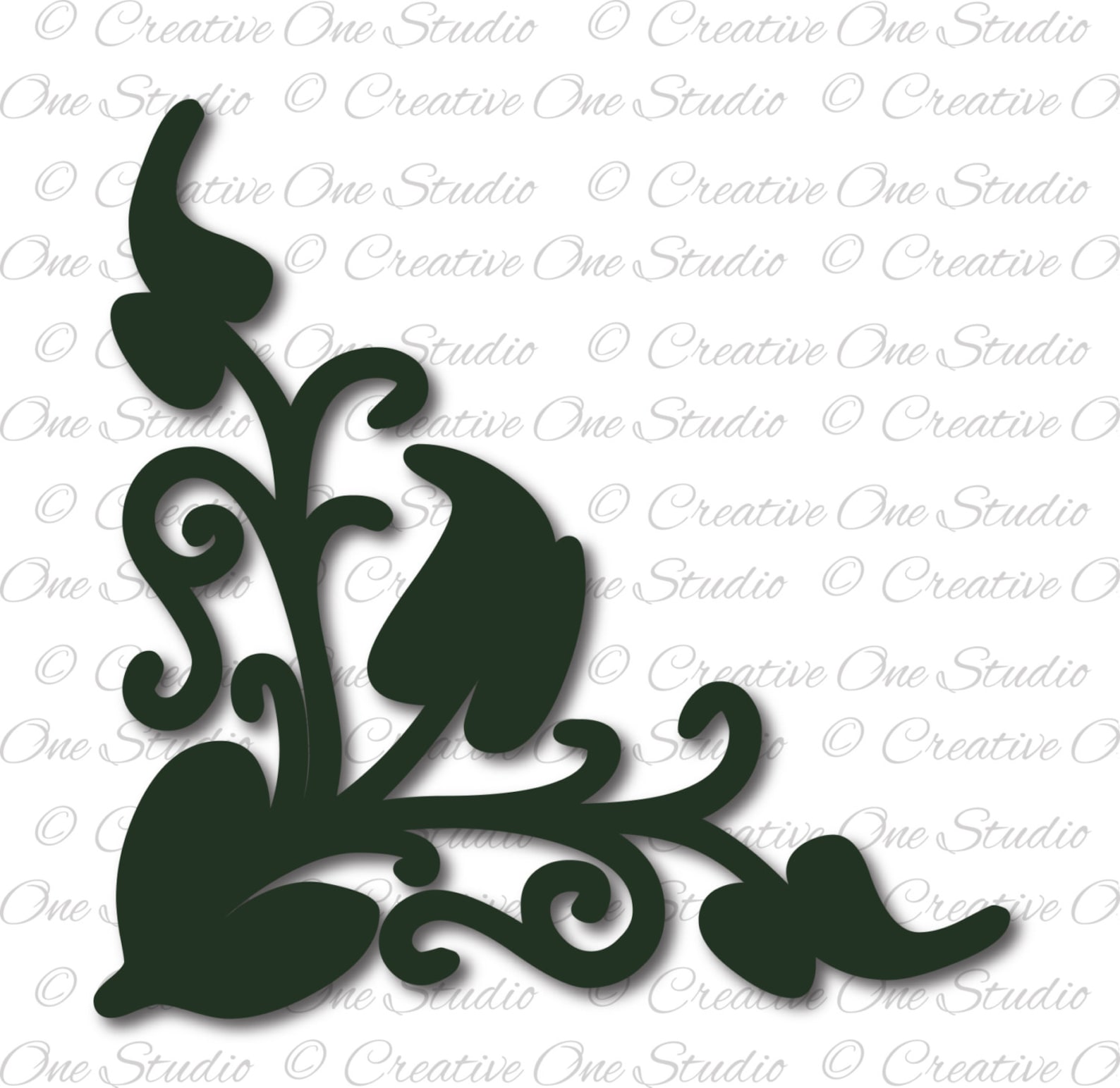 Vine Corner Design Monogram Element Ivy Top, End SVG, DXF, Eps, Studio3 ...