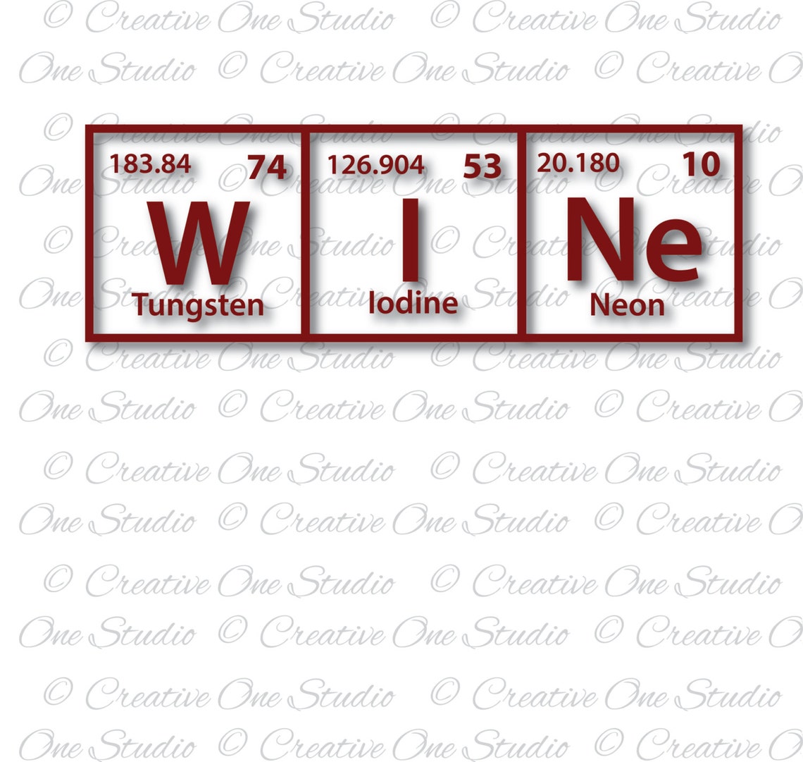 Wine Periodic Table Elements Red White SVG, DXF, Eps, Studio3, Pdf, Png ...