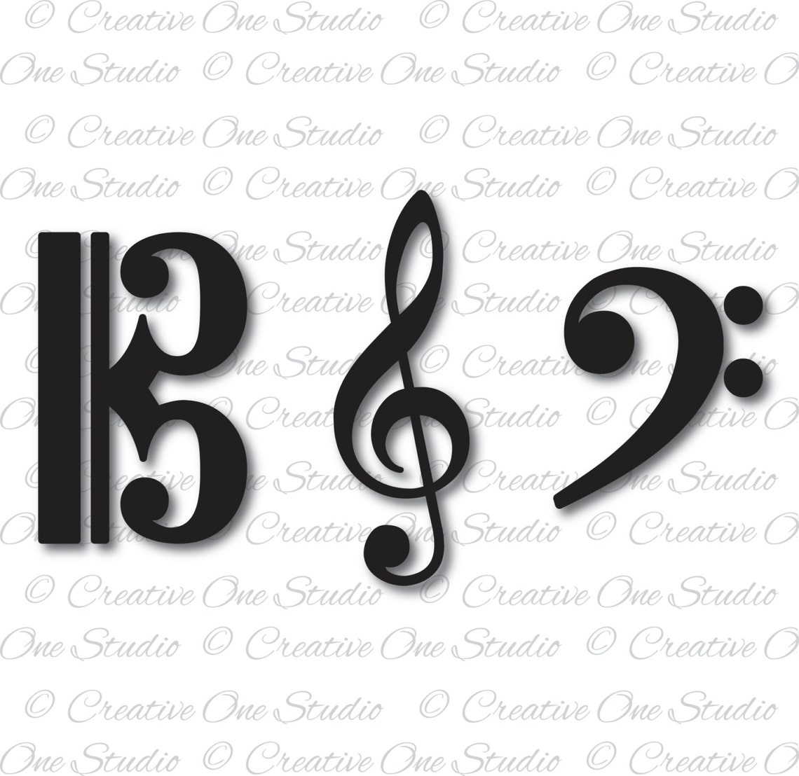Music Bass Treble Clef Designs, Element, SVG, DXF, Eps, Studio3, Pdf ...