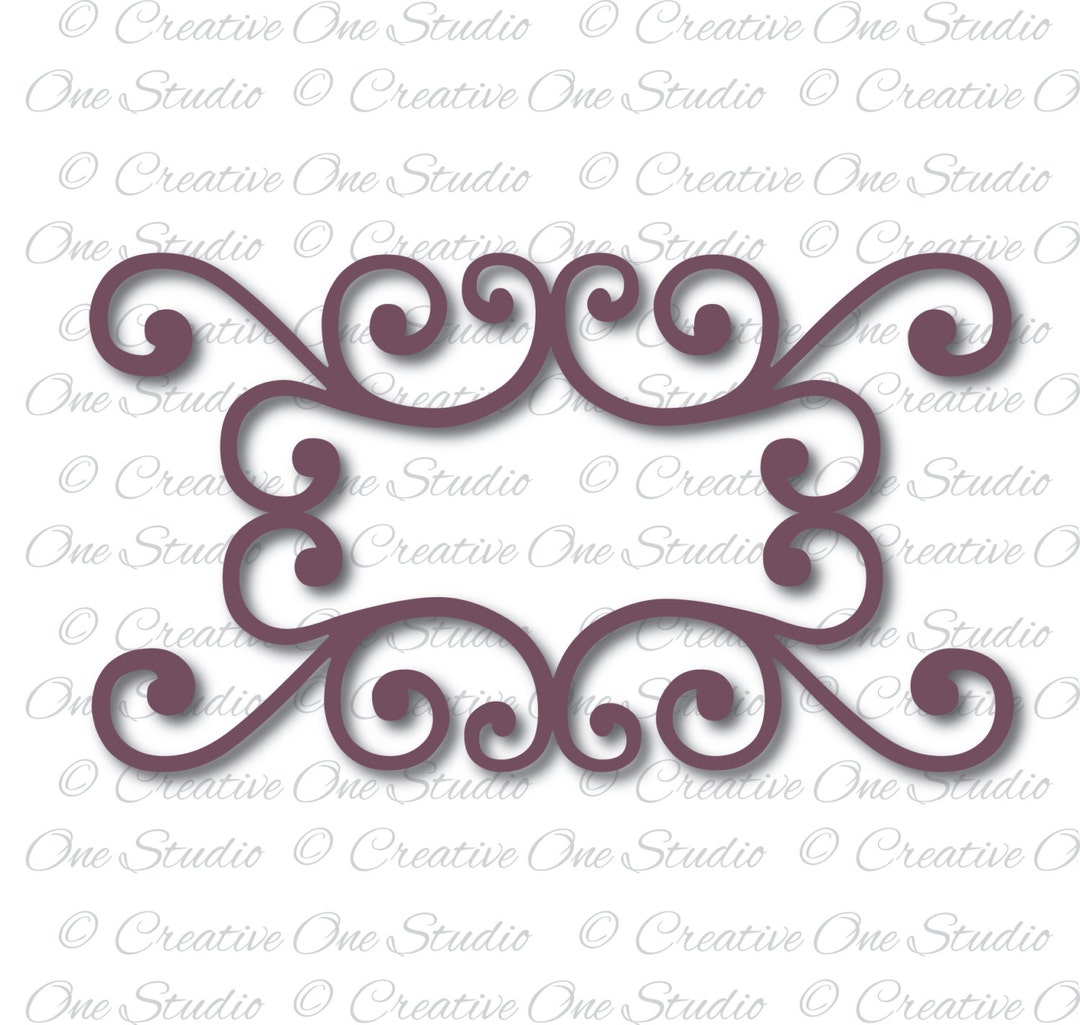 Swirl Frame Design Monogram Frame SVG DXF STUDIO3 Ai Eps Jpg Png Pdf ...