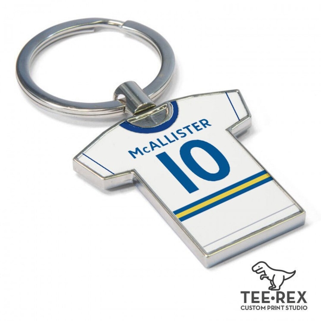 Personalised Football Shirt Keyring - Leeds Utd Retro White Fan Keyring ...