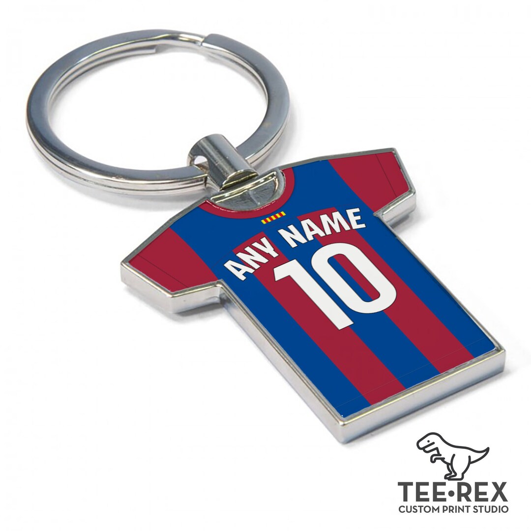 Personalised Barcelona Fan Keyring 2023/24 - Football Shirt Keyring ...