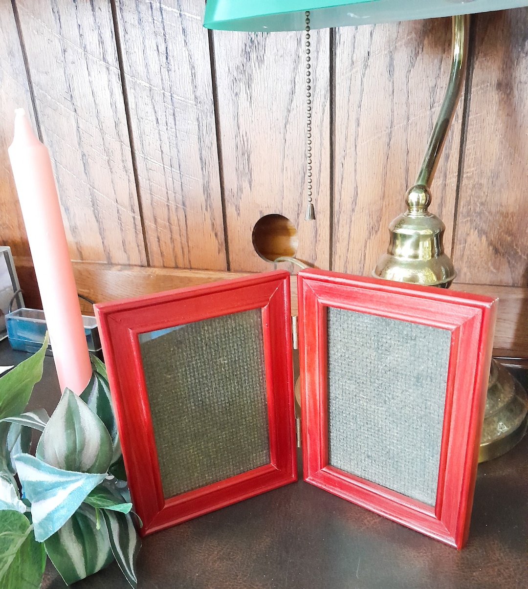 Pair of Small Folding Frames With Red Stain Image Size 3 X - Etsy
