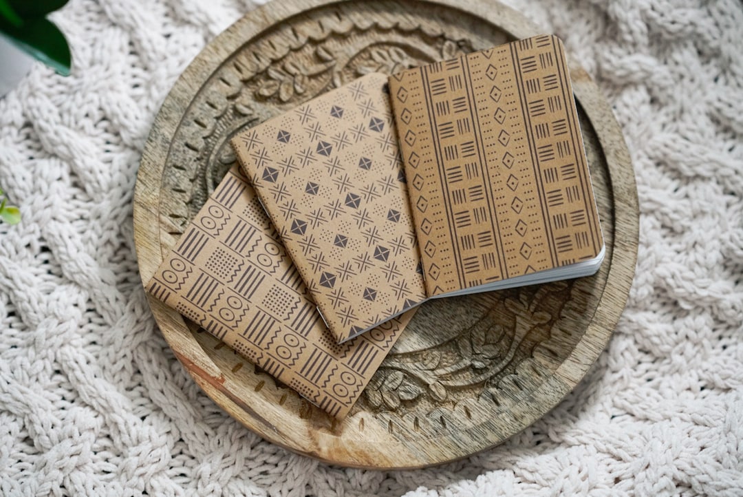 Mud Cloth Pocket Notebooks, African Mini Journal, Ethnic Print Note ...