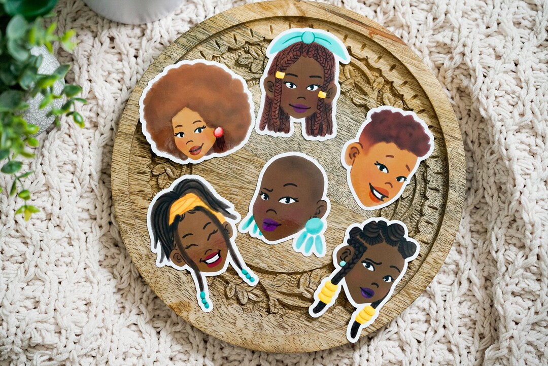 Black Girl Stickers, Black Hair Stickers Pack, African Stickers, Die ...
