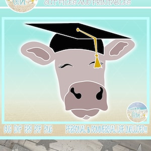 Cow Face With Graduation Cap Seniors 2019 SVG Files for Cricut ...