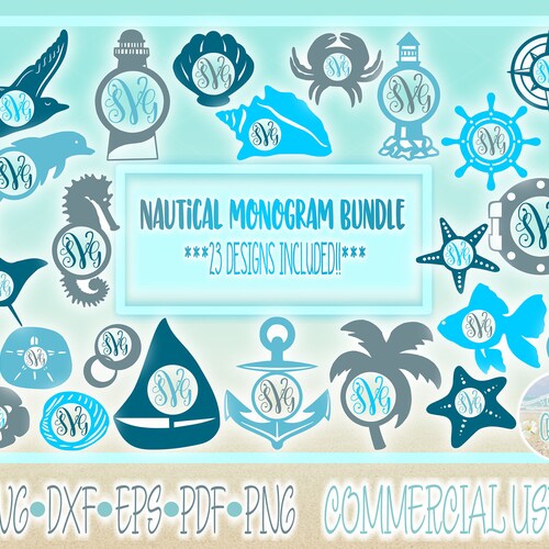 Nautical Monogram Bundle SVG Files for Cricut Silhouette Dxf - Etsy