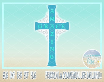 Amazing Grace Cross Svg - Etsy