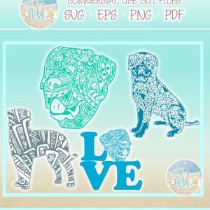 Rottweiler Mandala Zentangle Dog Bundle SVG Files for Cricut Silhouette ...