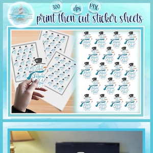 Let It Snow Quote Snowman Christmas Printable Sticker Sheet With White ...