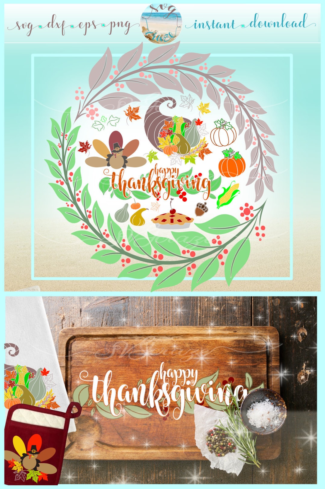 Thanksgiving Elements Bundle SVG Files for Cricut Silhouette - Dxf Eps ...