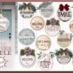 Funny Front Door Signs SVG Bundle, Sarcastic Door Sign Quotes, Round ...