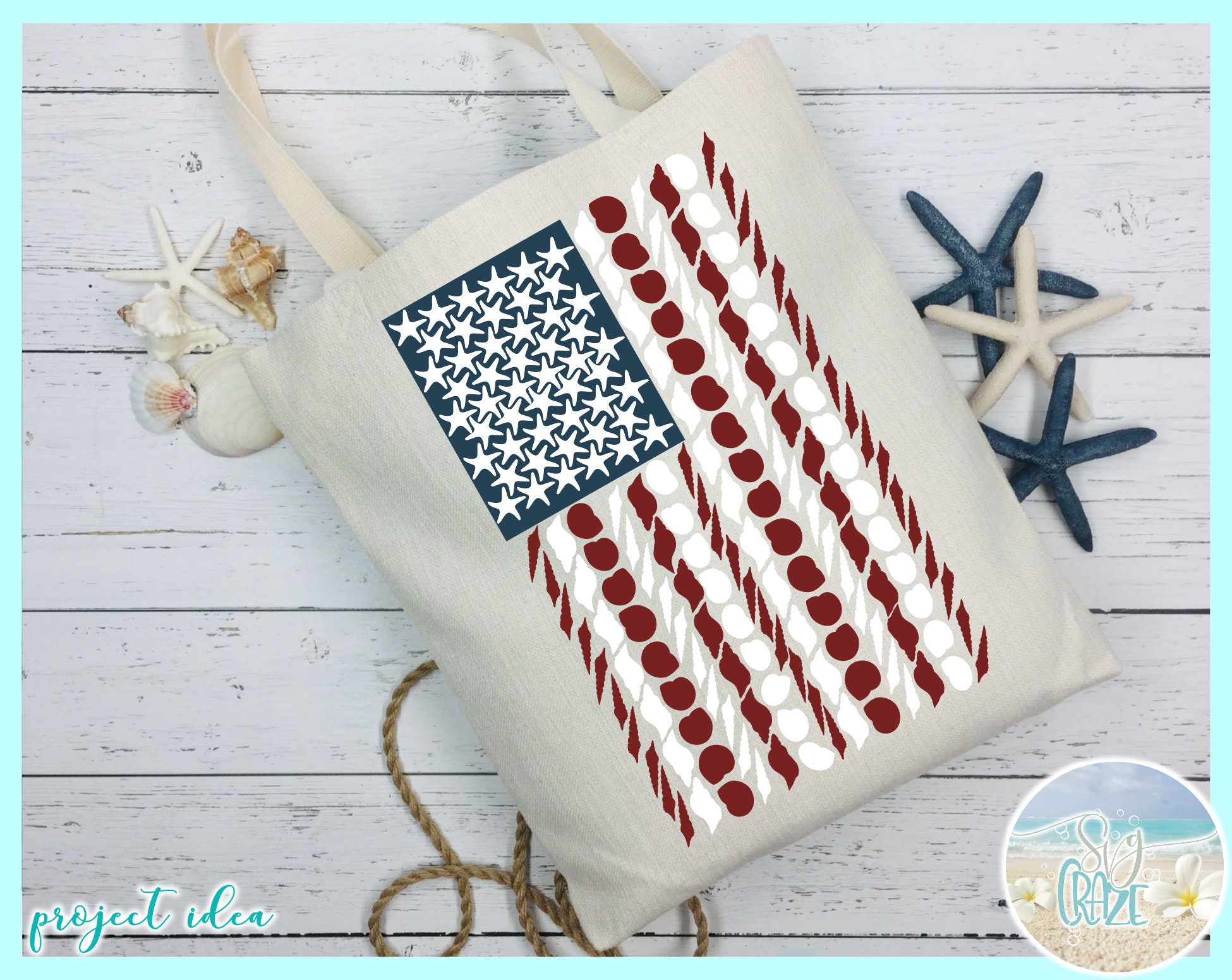 Seashell USA American Flag SVG Files for Cricut Silhouette | Etsy