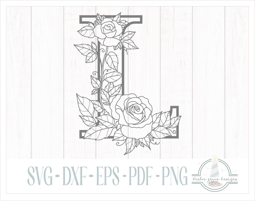 Letter L Rose Alphabet Series Hat Burning Design - for Pyrography - Etsy