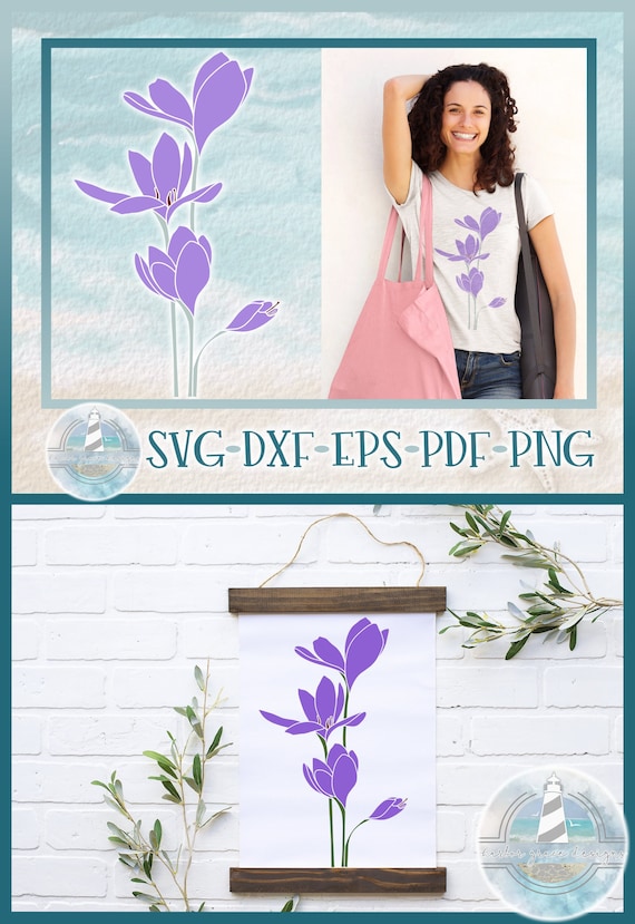 Crocus Flower SVG Files for Cricut Silhouette Dxf Eps Pdf | Etsy