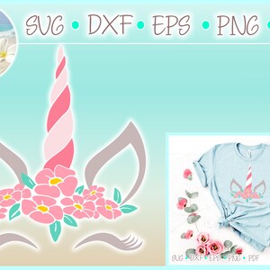 Unicorn Face With Flowers Eyelashes SVG Files for Cricut Silhouette ...