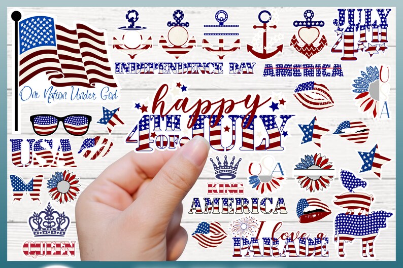 Patriotic 4th of July Printable Sticker Bundle Independence - Etsy