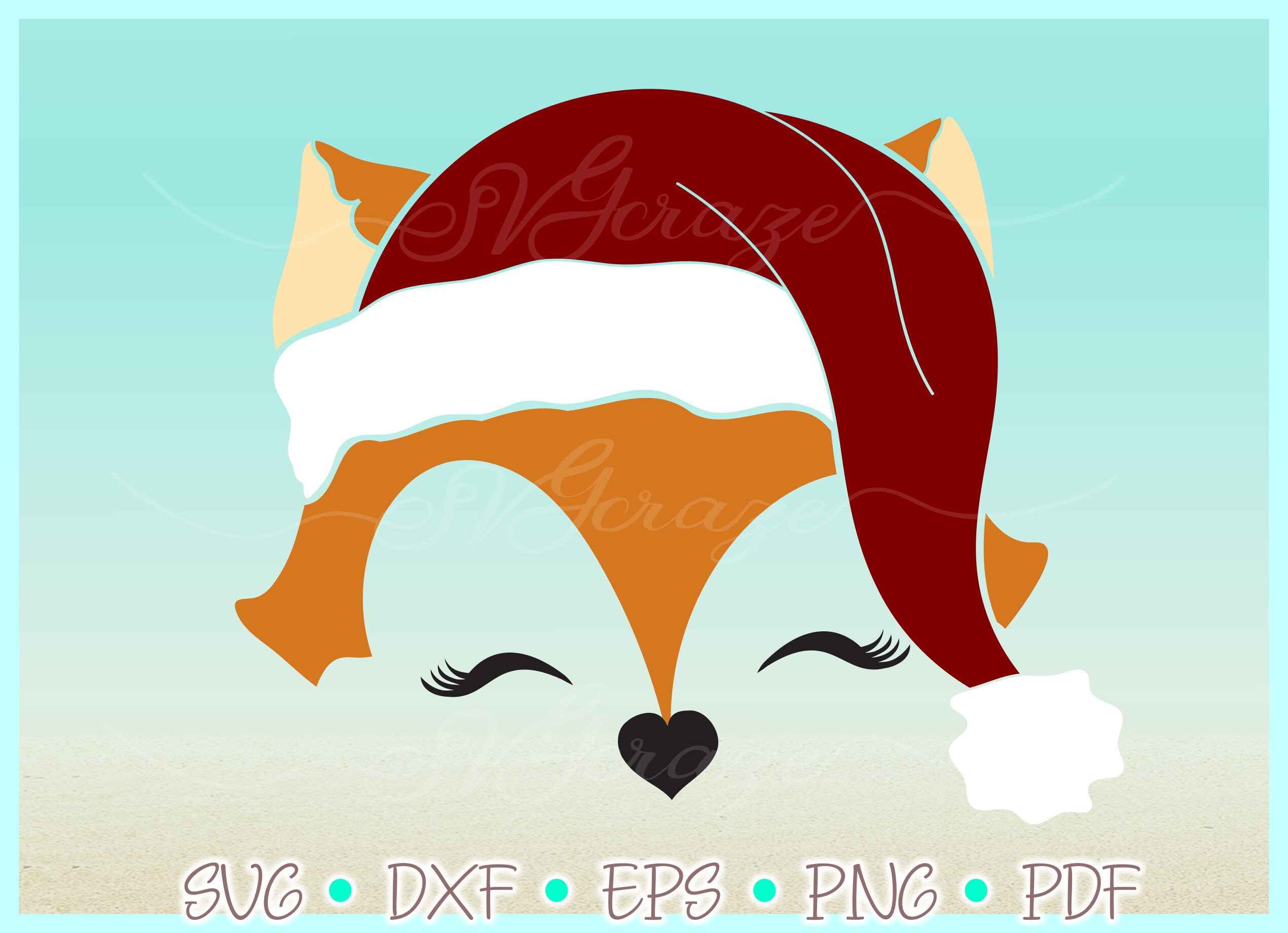 Fox Face With Santa Hat SVG Files for Cricut Silhouette Dxf - Etsy