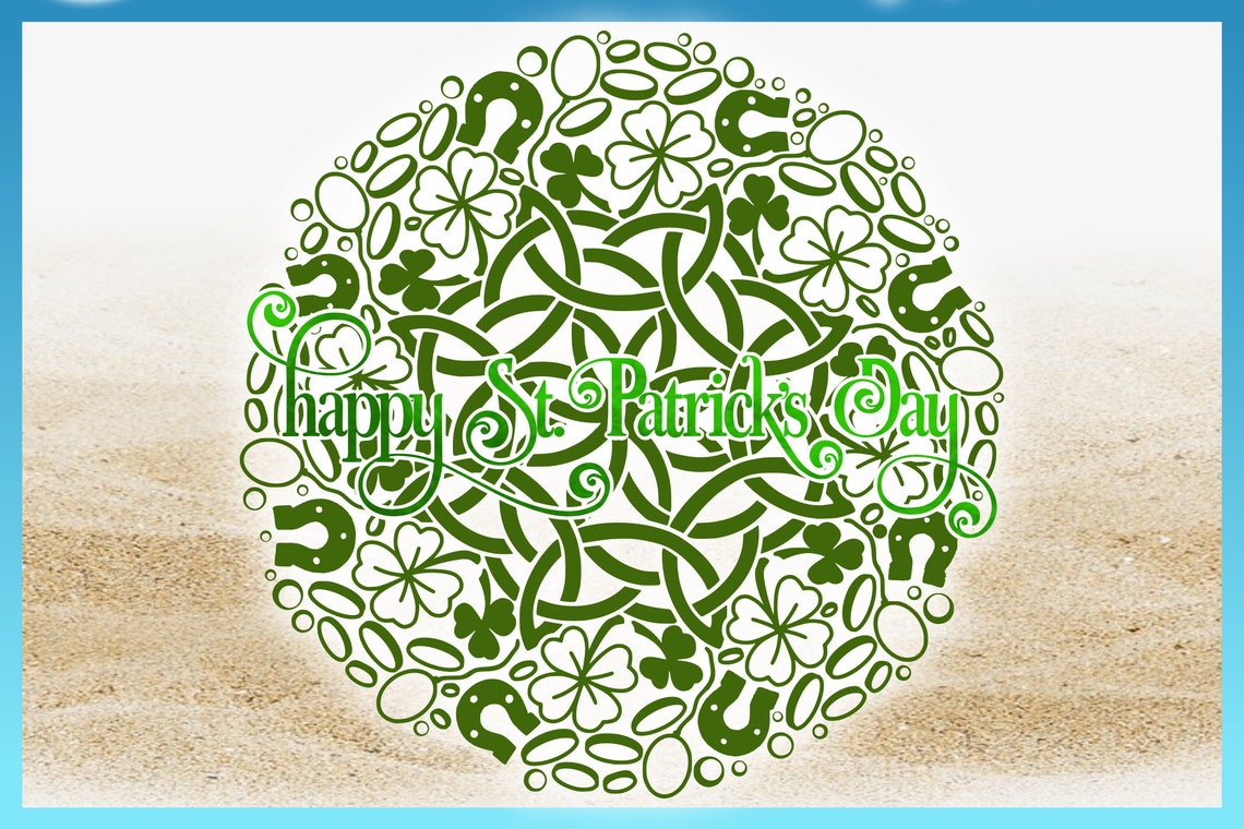 St Patricks Day Celtic Clover Horseshoe Mandala SVG Files for - Etsy