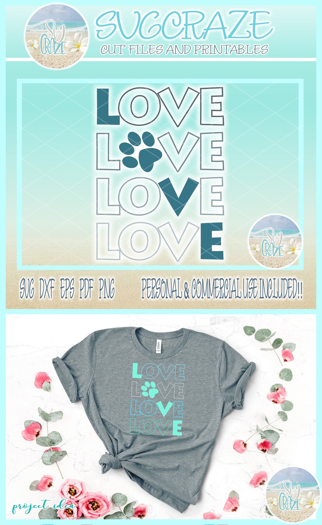 Pet Love Pawprint SVG Files for Cricut Silhouette - Dxf Eps Pdf Png ...