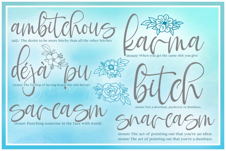 Snarky Sarcastic Words Definition Bundle SVG Files for Cricut ...
