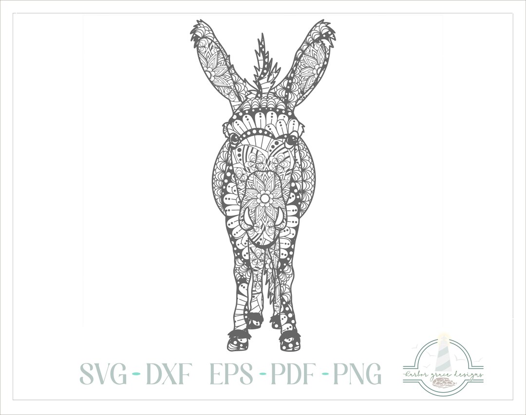 Donkey Mandala Zentangle SVG Files for Cricut Silhouette - Dxf Eps Pdf ...