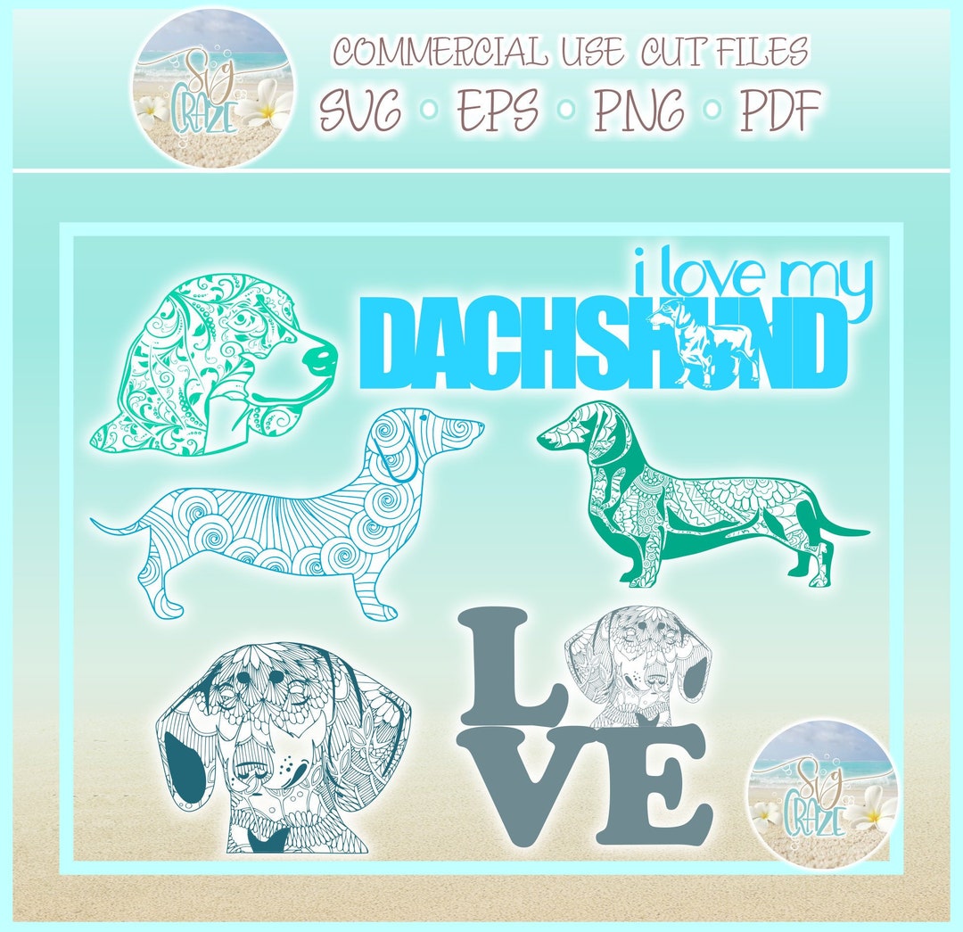 Dachshund Mandala Zentangle Bundle SVG Files for Cricut Silhouette ...