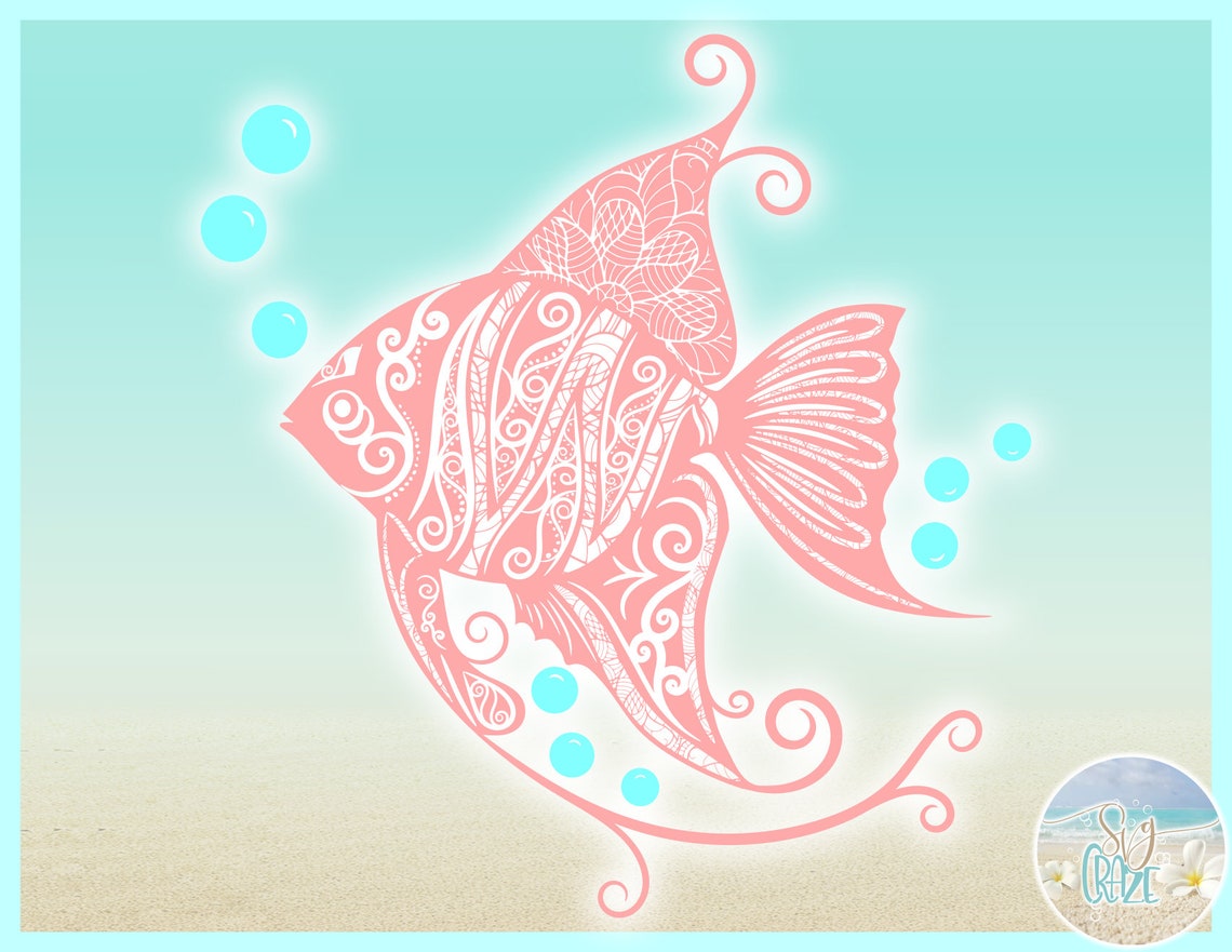 Angel Fish Mandala Zentangle SVG Files for Cricut Silhouette - Etsy