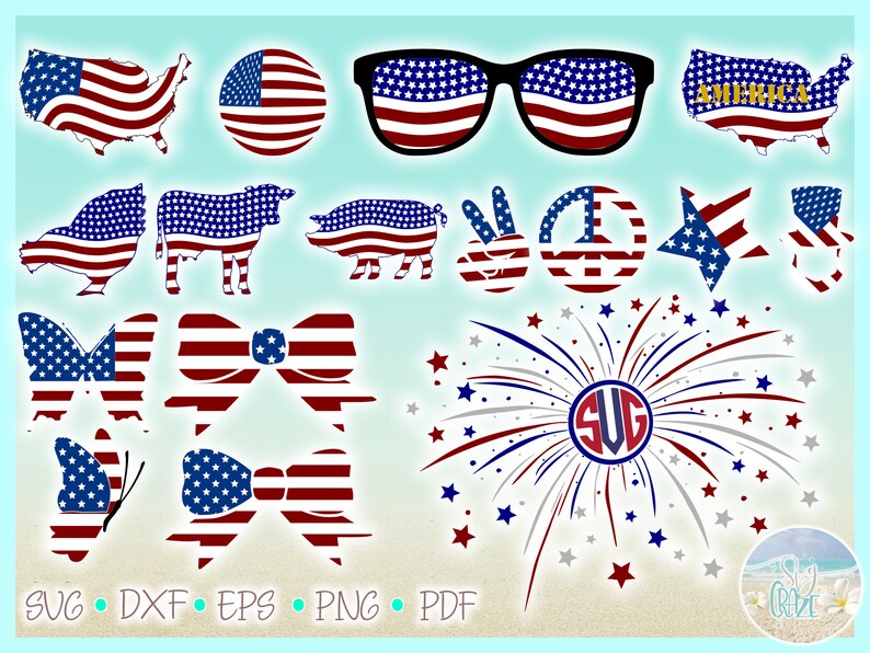 Usa Flag Shapes Bundle 16 Designs SVG Files for Cricut Silhouette - Dxf ...