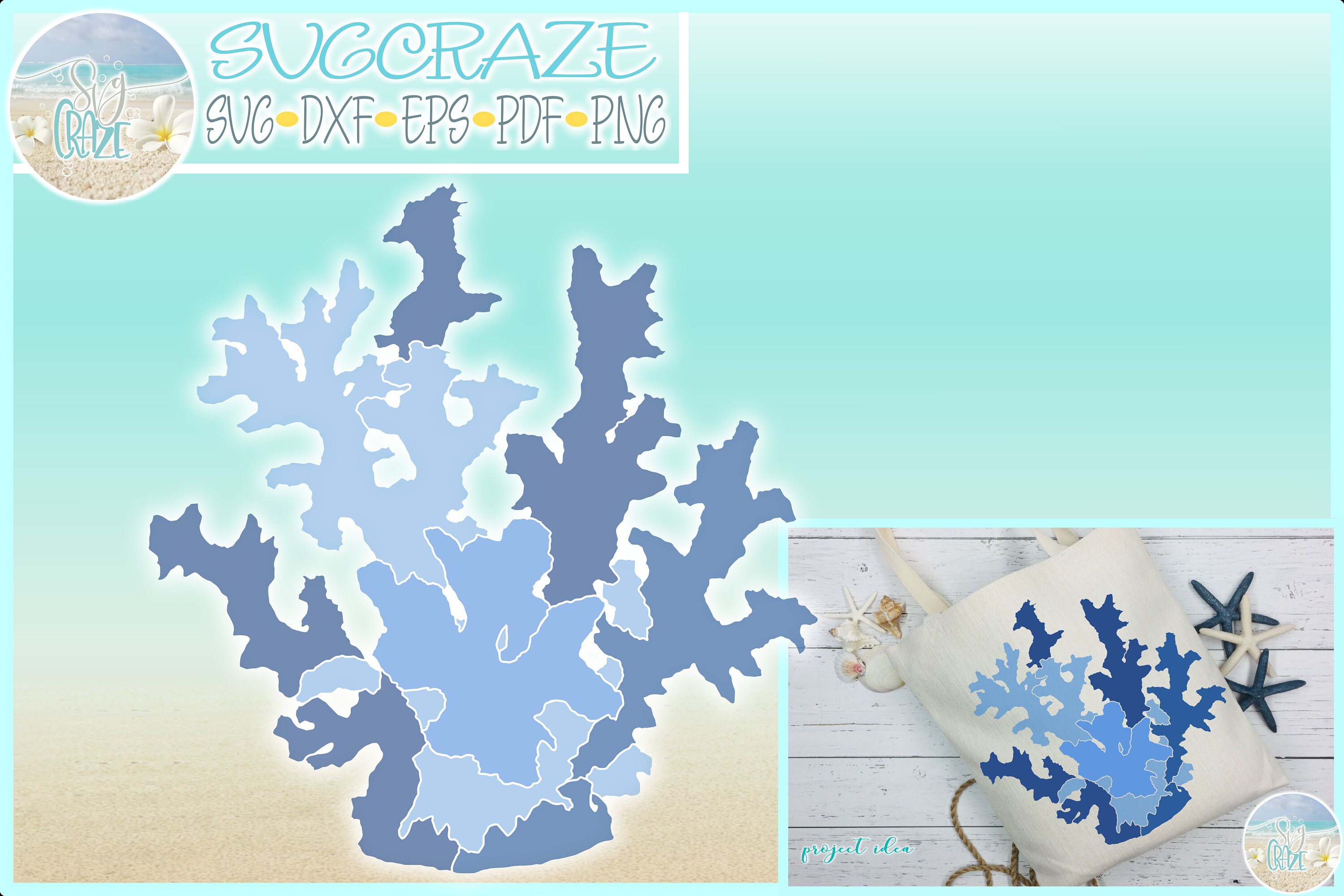 Coral Reef SVG Dxf Eps Pdf PNG Files for Cricut Silhouette | Etsy