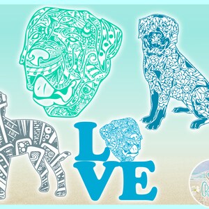 Rottweiler Mandala Zentangle Dog Bundle SVG Files for Cricut Silhouette ...